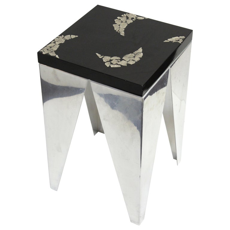 Postmodern Metal Stool or Side Table with Resin Top at 1stDibs