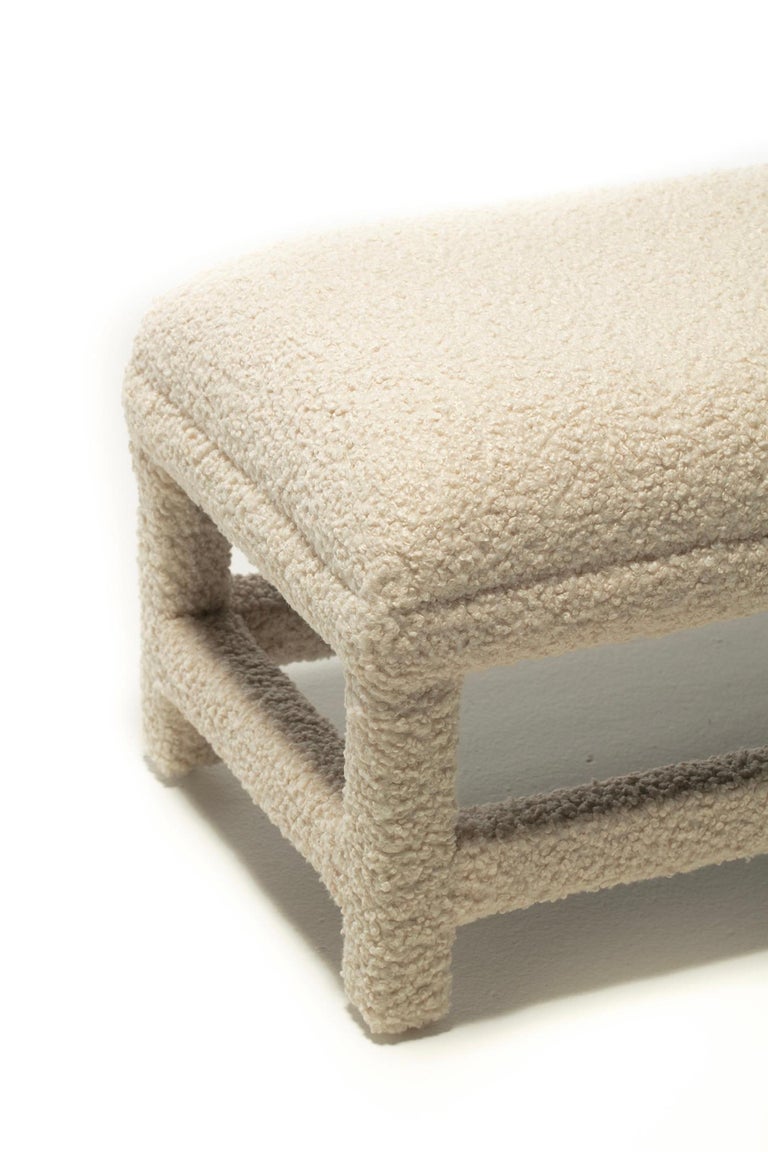 Post Modern Milo Baughman Parsons Style Bench in Ivory White Bouclé ...