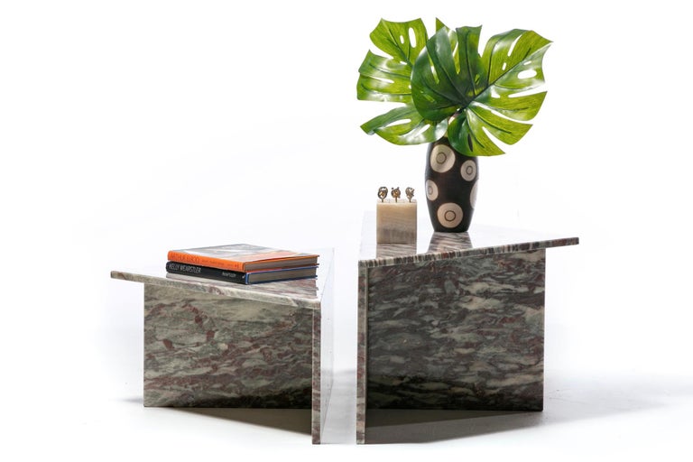 Post Modern Norwegian Fauske Marble Two Piece Sculptural Coffee Table ...