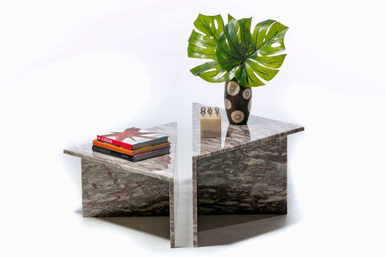 Post Modern Norwegian Fauske Marble Two Piece Sculptural Coffee Table ...