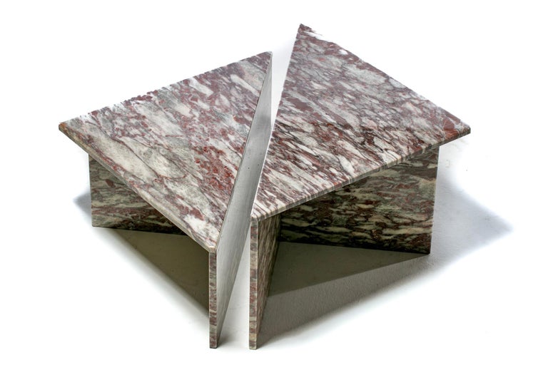 Post Modern Norwegian Fauske Marble Two Piece Sculptural Coffee Table ...