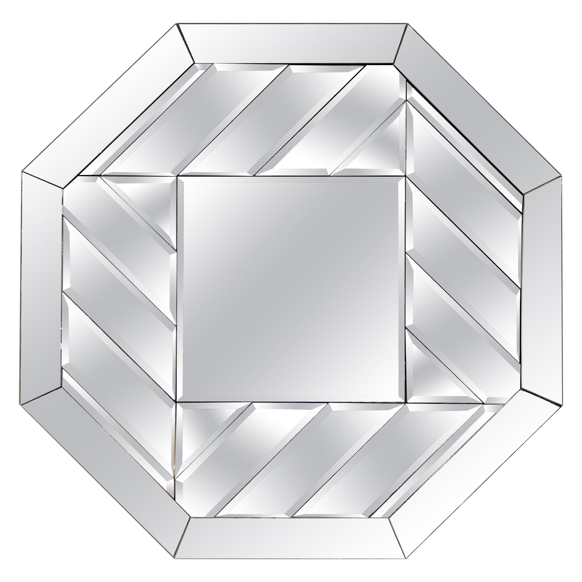 Post Modern Octagonal Beveled Mirror For Sale at 1stDibs