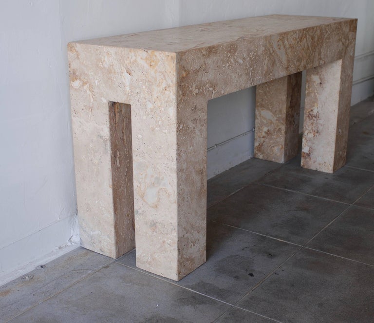 Postmodern Parsons Travertine Console or Entry Table at 1stDibs