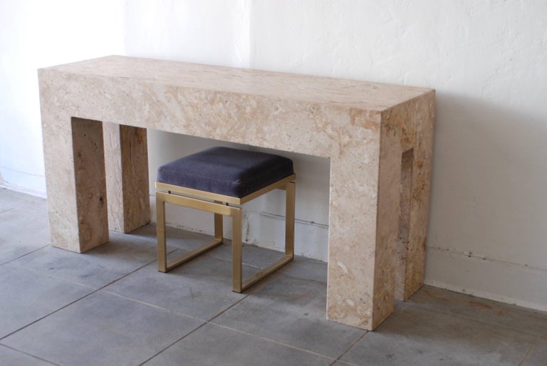 Postmodern Parsons Travertine Console or Entry Table at 1stDibs