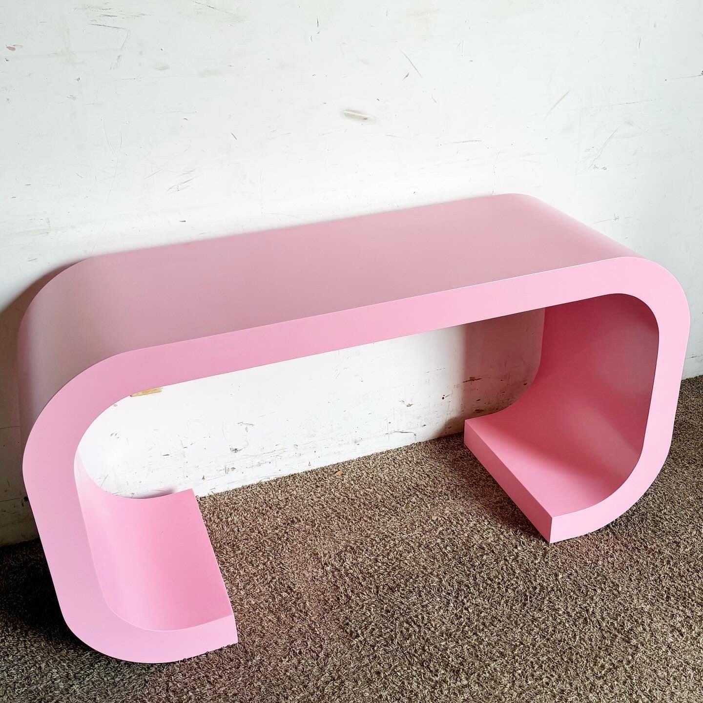 Post Modern Pink Scroll Console Table, Karl Springer Style For Sale at ...