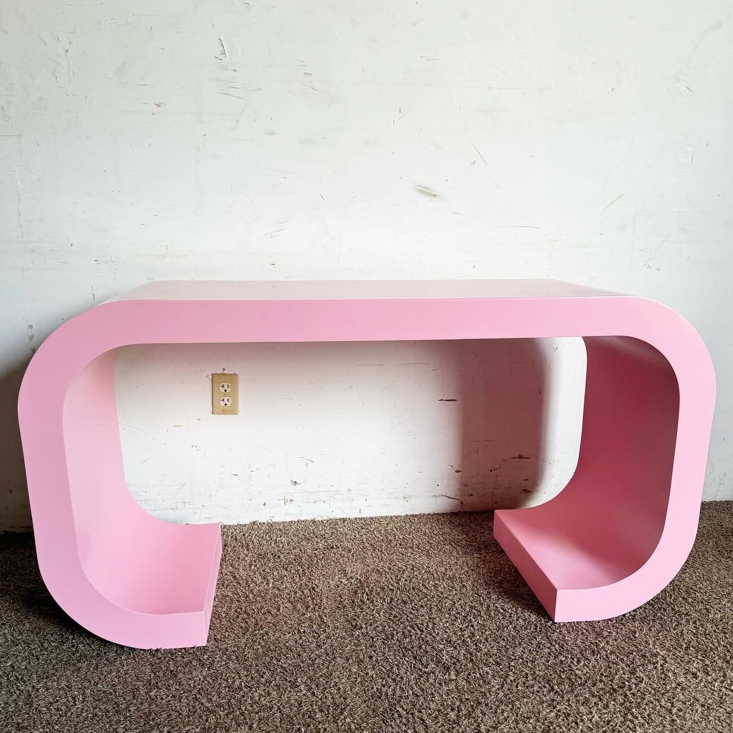 Post Modern Pink Scroll Console Table, Karl Springer Style For Sale at ...