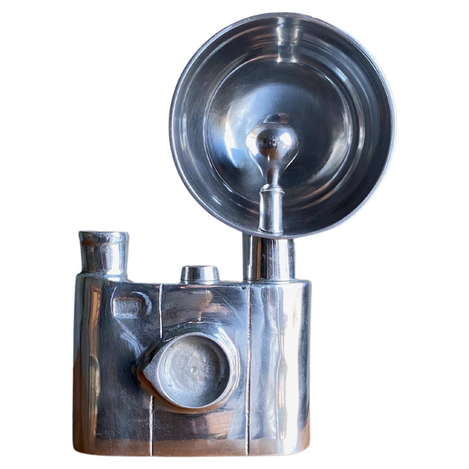 Post Modern Polished Aluminum Flash Camera Sculpture at 1stDibs
