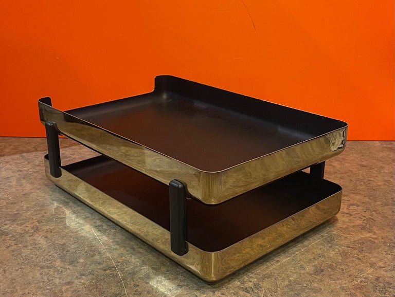 Post-Modern Polished Brass Double Letter Tray "Emphasis 6000" by Eldon ...