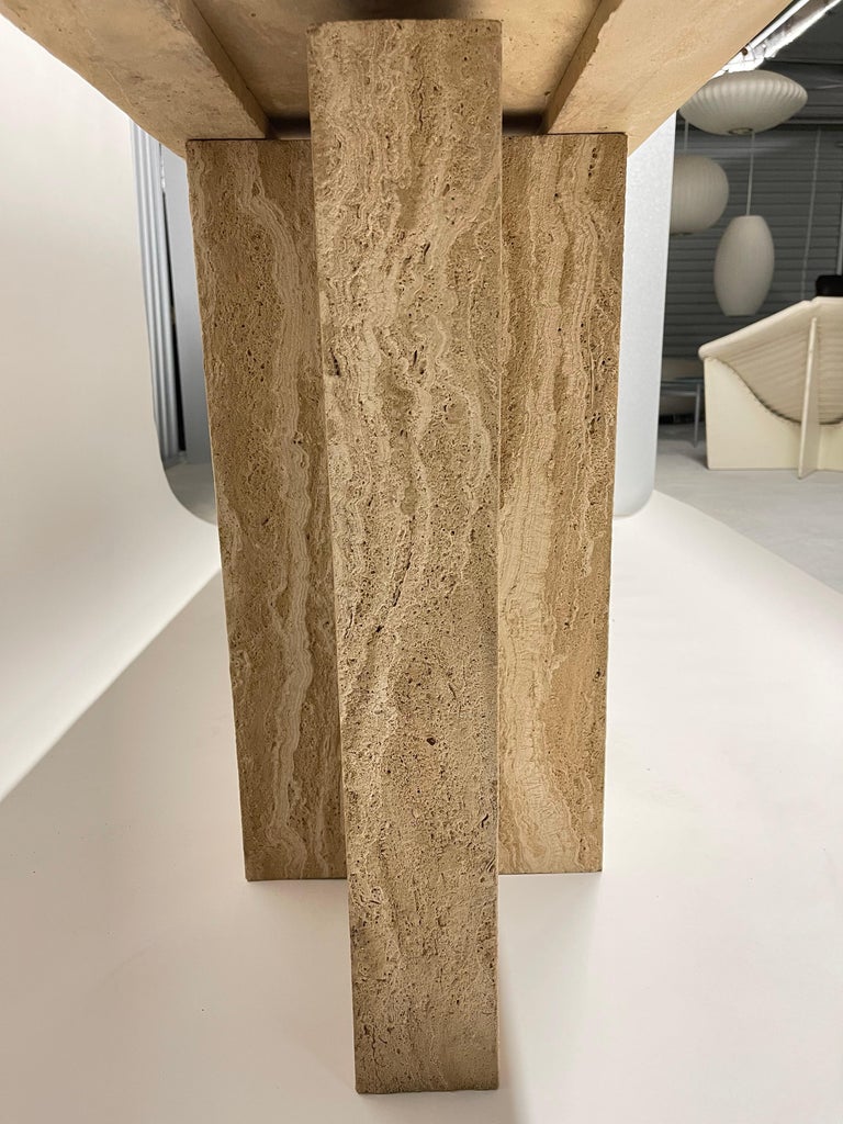 Post Modern Sandblasted Travertine Console or Sofa Table, Italy, 1980's ...