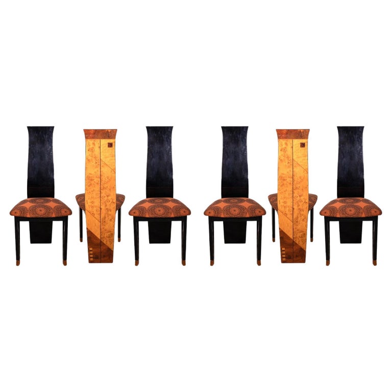 Post Modern Set of 6 Burlwood Dining Chairs by Pietro Constantini ...