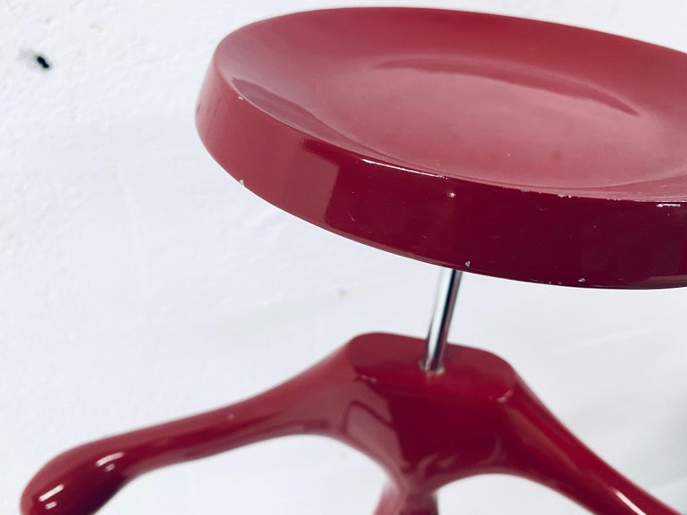 Postmodern Sir Bis Porada Red Lacquered and Chrome Unisex Valet Stand ...