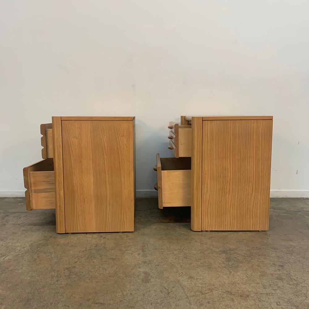 Post Modern Solid Oak Nightstands - Set at 1stDibs