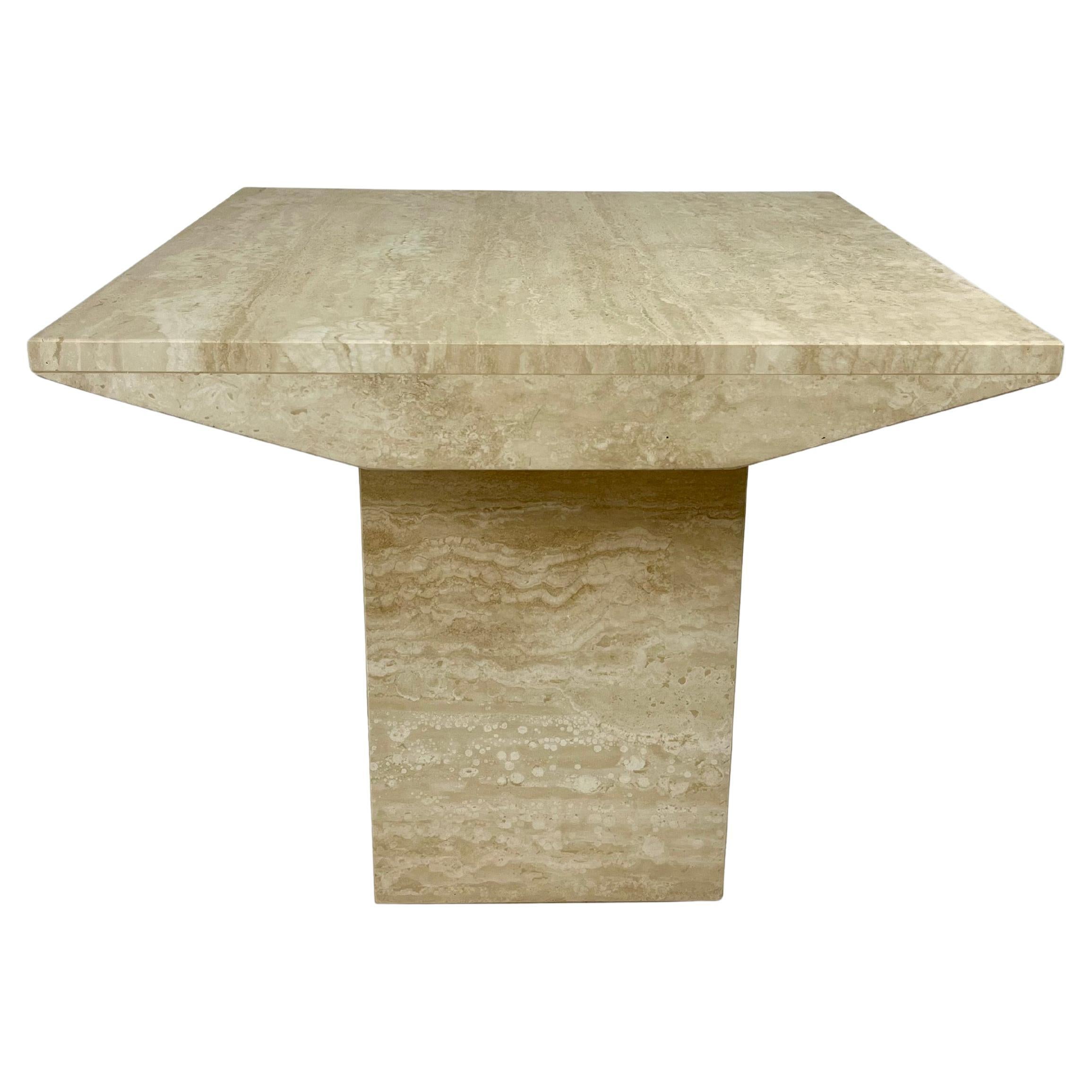 Post modern square side table in natural travertine stone For Sale at ...