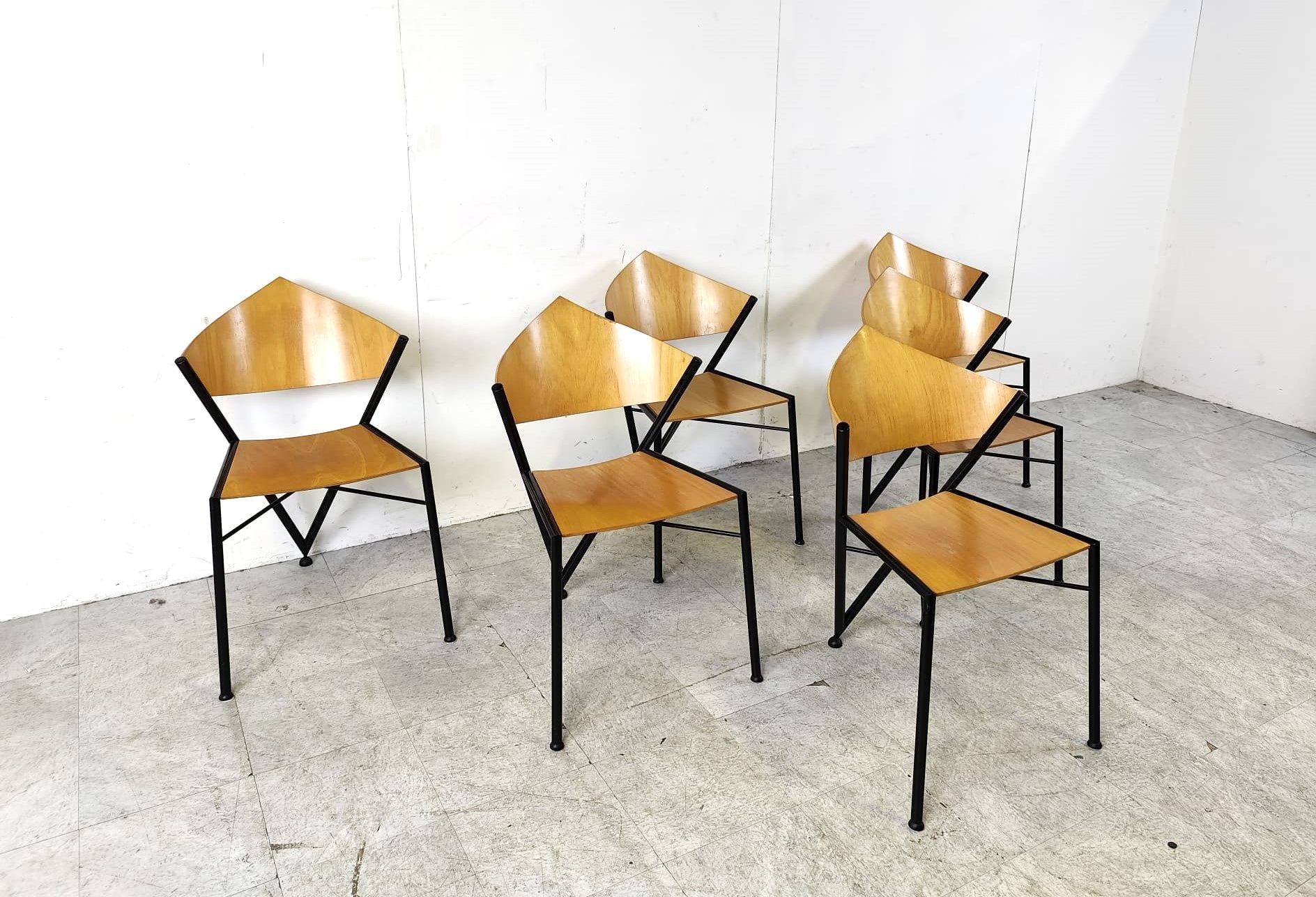 Post modern stackable dining chairs, 1980s For Sale at 1stDibs