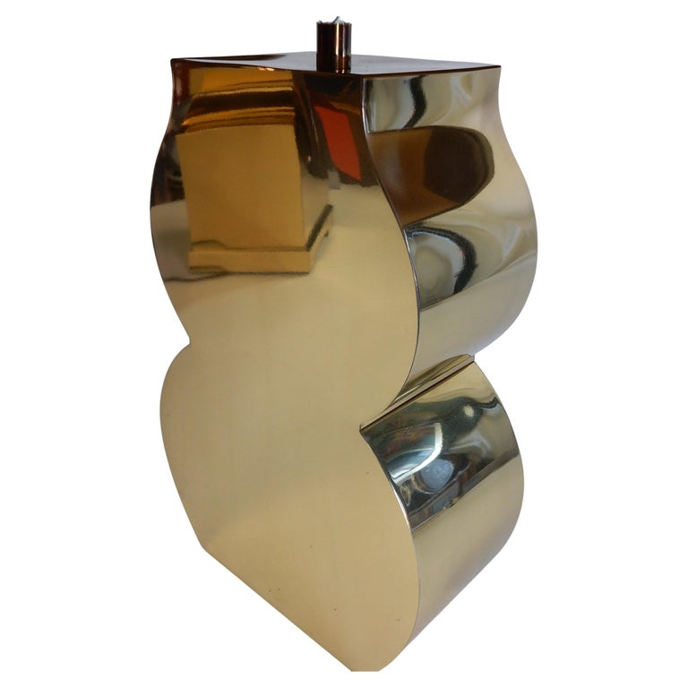 Post-Modern Streamline Brass "Shapes" Lamps with Faux Black Reptile ...