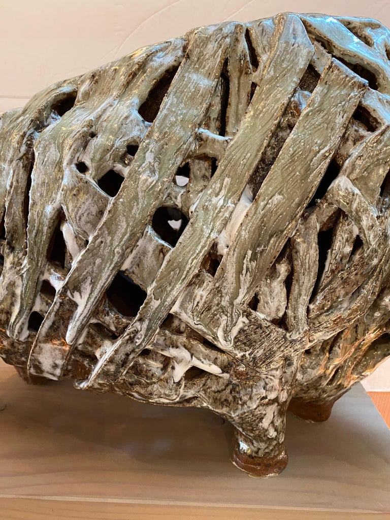 Post Modern Studio Pottery Bull Sculpture For Sale at 1stDibs