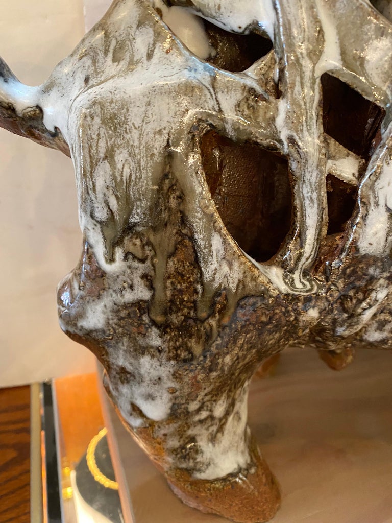 Post Modern Studio Pottery Bull Sculpture For Sale at 1stDibs