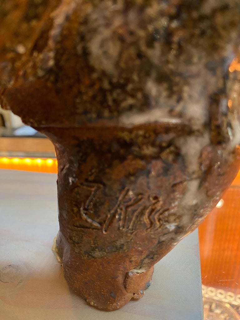 Post Modern Studio Pottery Bull Sculpture For Sale at 1stDibs