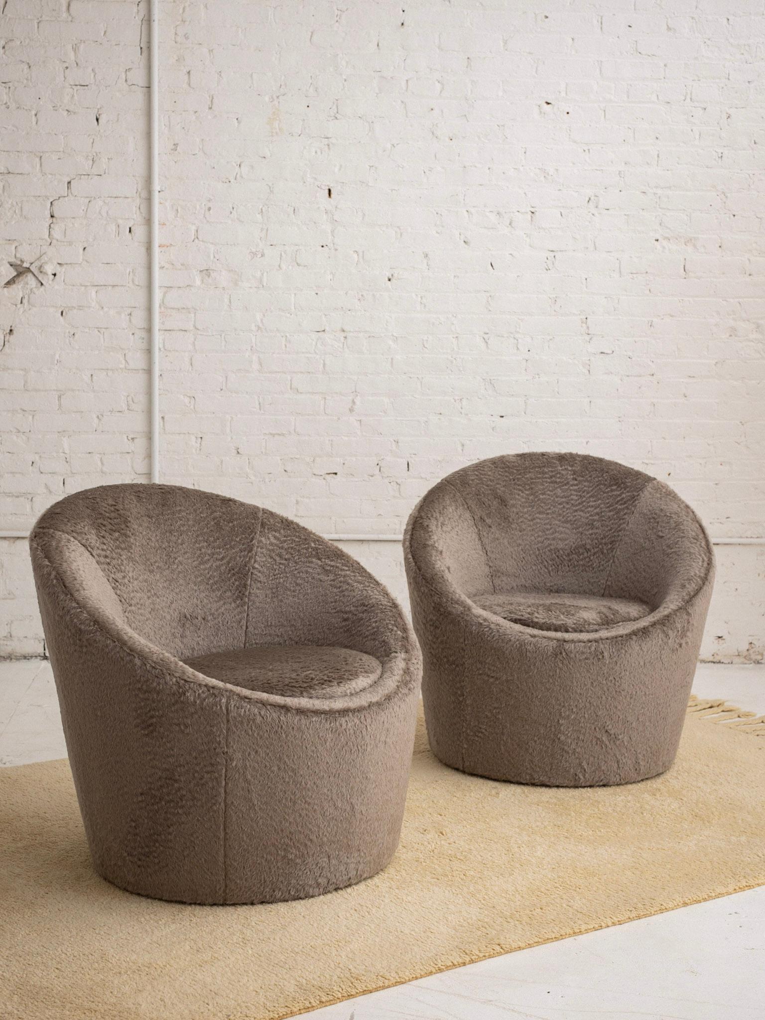 Post Modern Swivel Chair in Holly Hunt 'Mammoth' Mohair Fabric at 1stDibs