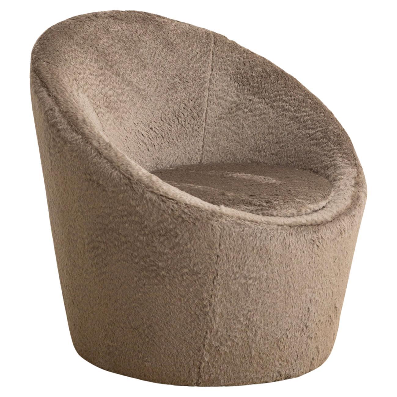 Post Modern Swivel Chair in Holly Hunt 'Mammoth' Mohair Fabric at 1stDibs
