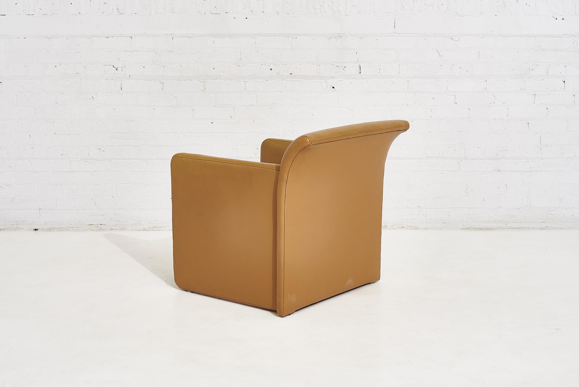 Postmodern Tan Leather Lounge Chair at 1stDibs | tan leather chair, tan ...
