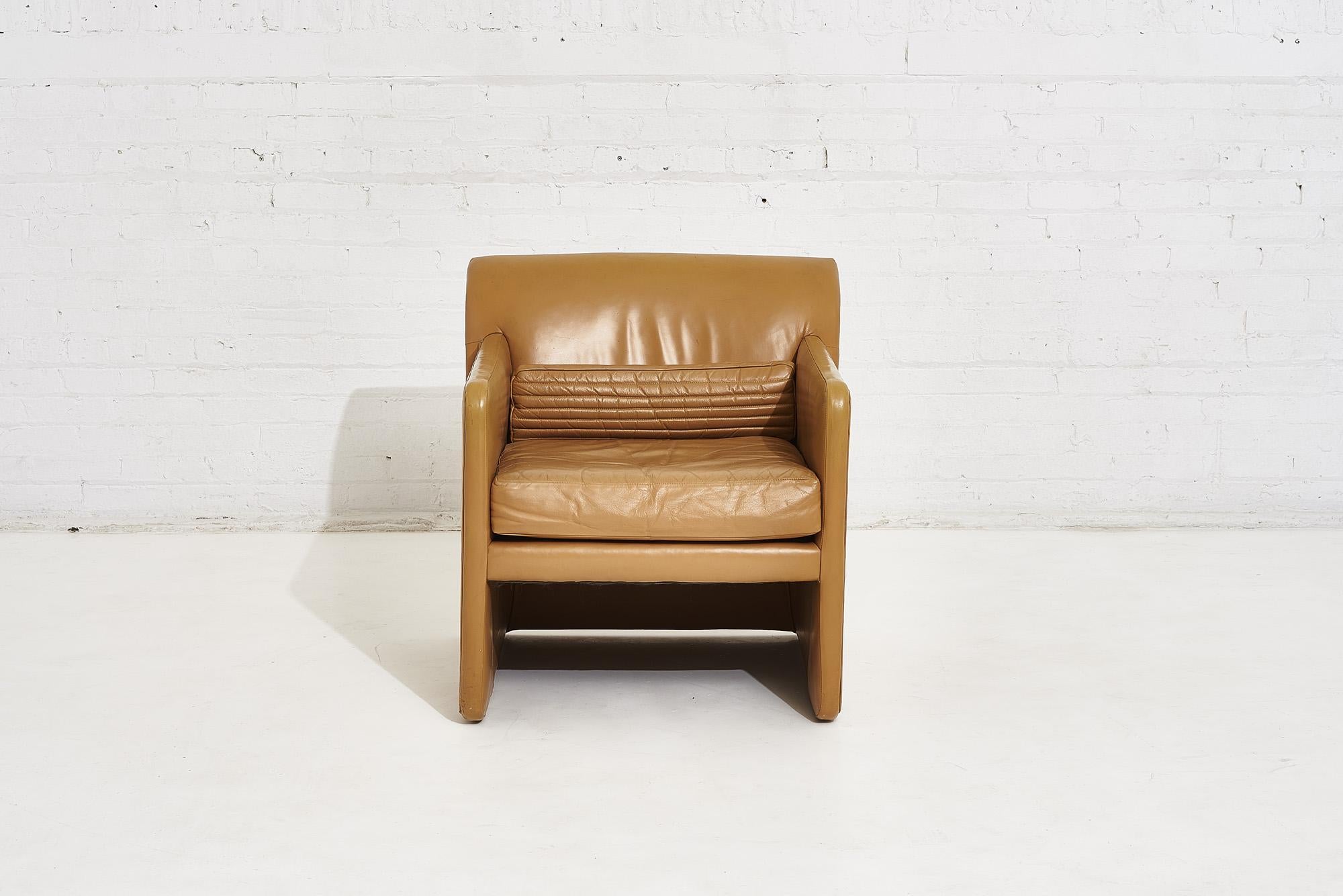 Postmodern Tan Leather Lounge Chair at 1stDibs | tan leather chair, tan ...