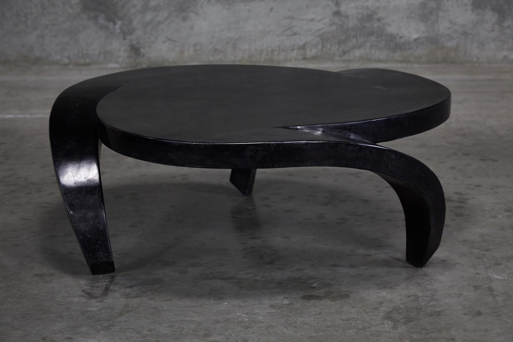 Postmodern Tessellated Black Stone "Hurricane" Cocktail or Coffee Table ...