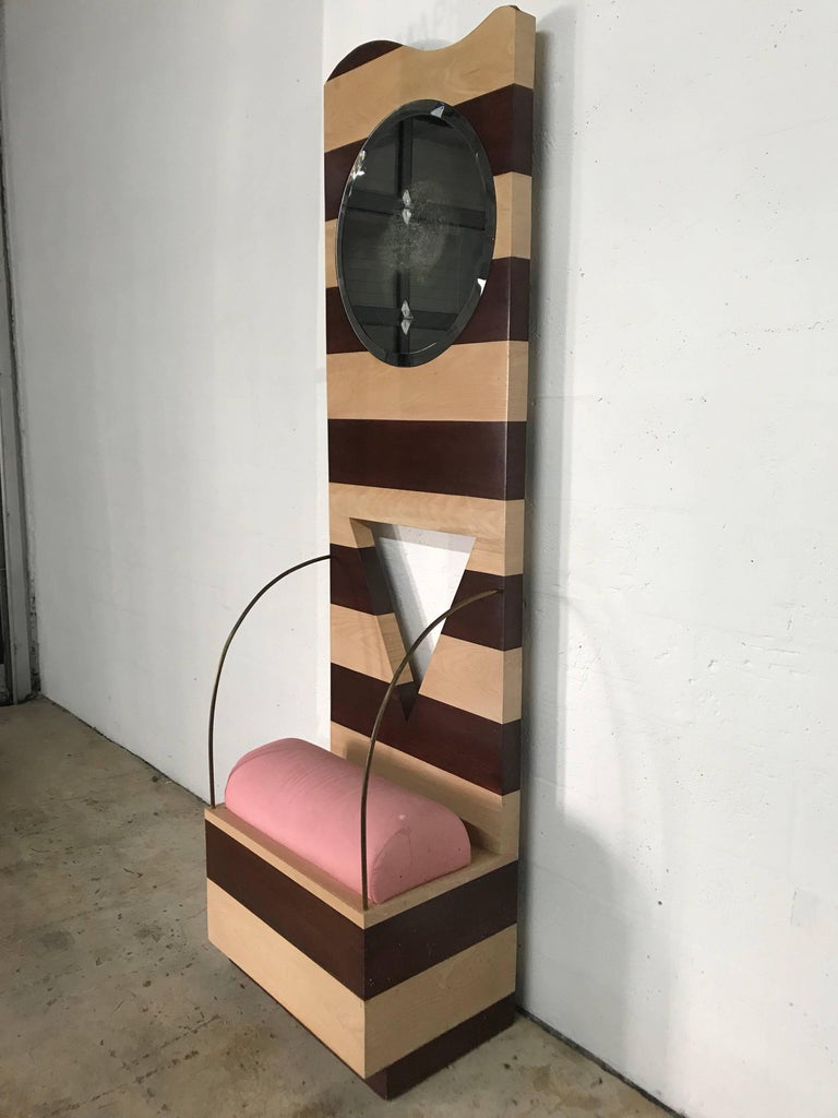 Post Modern Cabana Stripe Throne or Entry Chair with Mirror, USA, circa ...