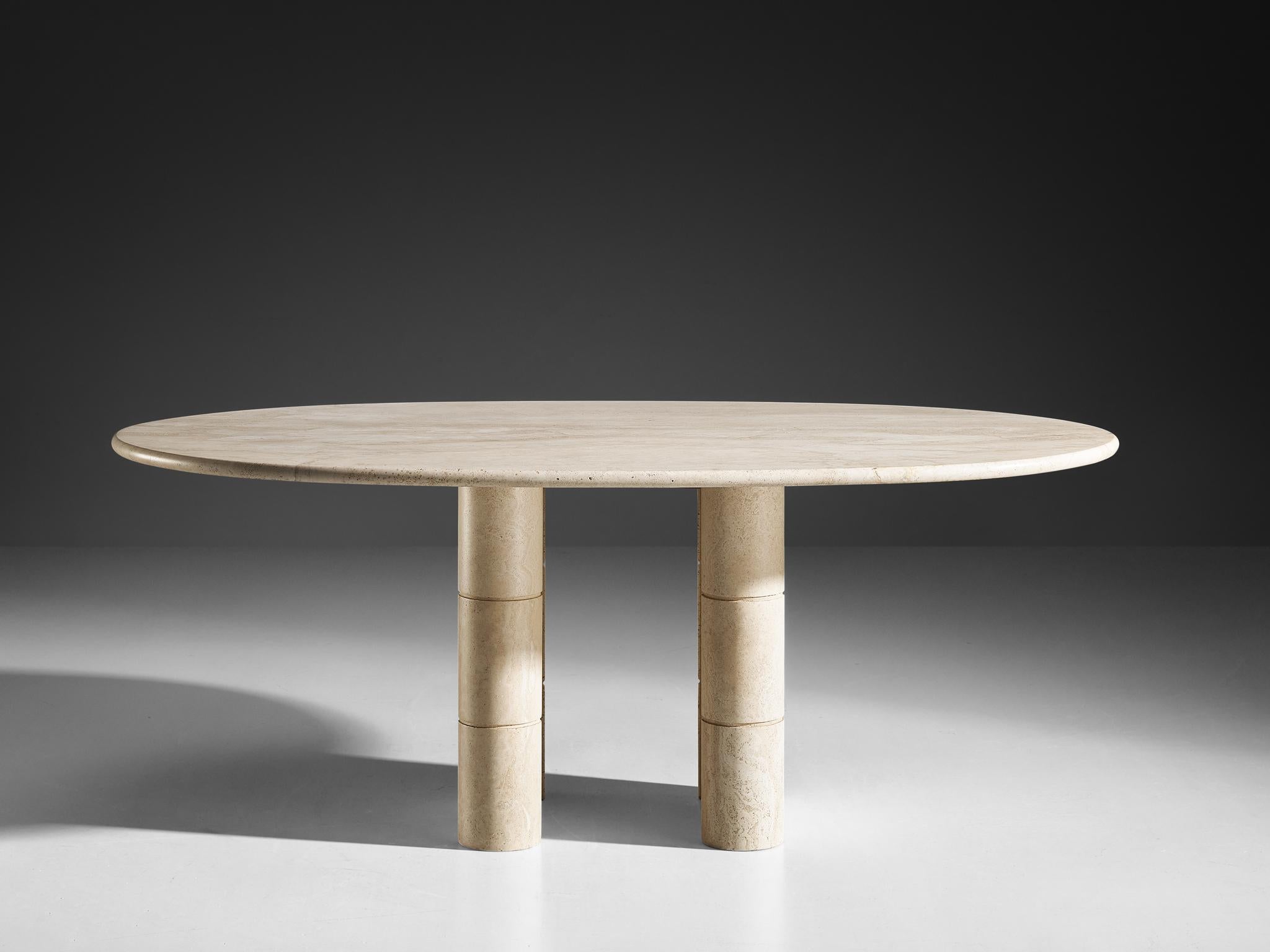 Post-Modern Travertine Dining Table For Sale at 1stDibs