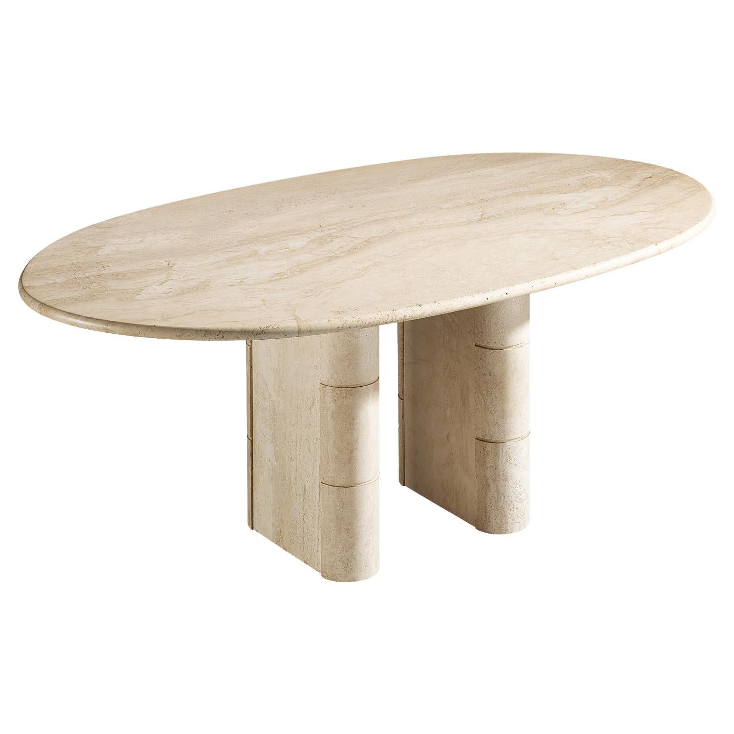 Post-Modern Travertine Dining Table For Sale at 1stDibs