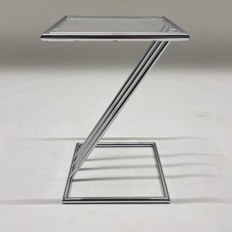 Post Modern Tubular Chrome and Lucite Zig Zag "Z" Drinks Table, USA ...