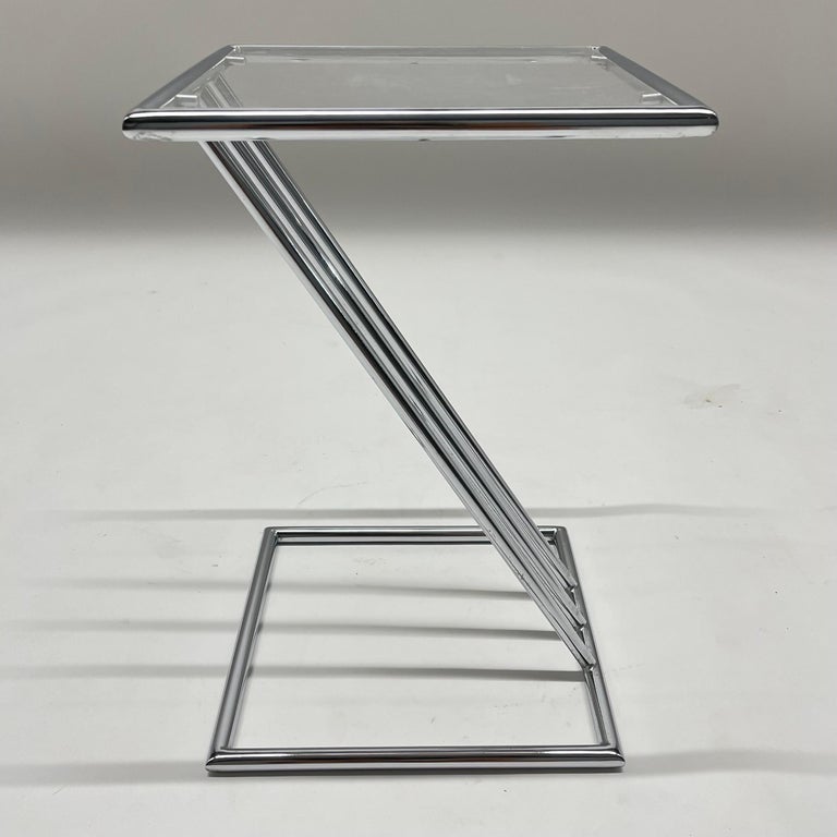 Post Modern Tubular Chrome and Lucite Zig Zag "Z" Drinks Table, USA ...