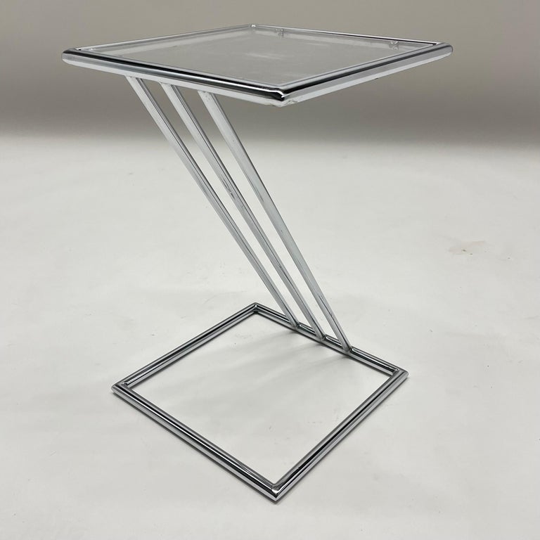 Post Modern Tubular Chrome and Lucite Zig Zag "Z" Drinks Table, USA ...