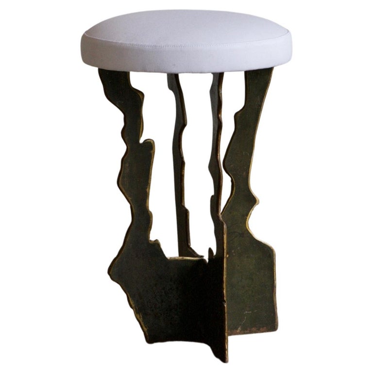 Post-Modern Wavy Metalwork Stool For Sale at 1stDibs