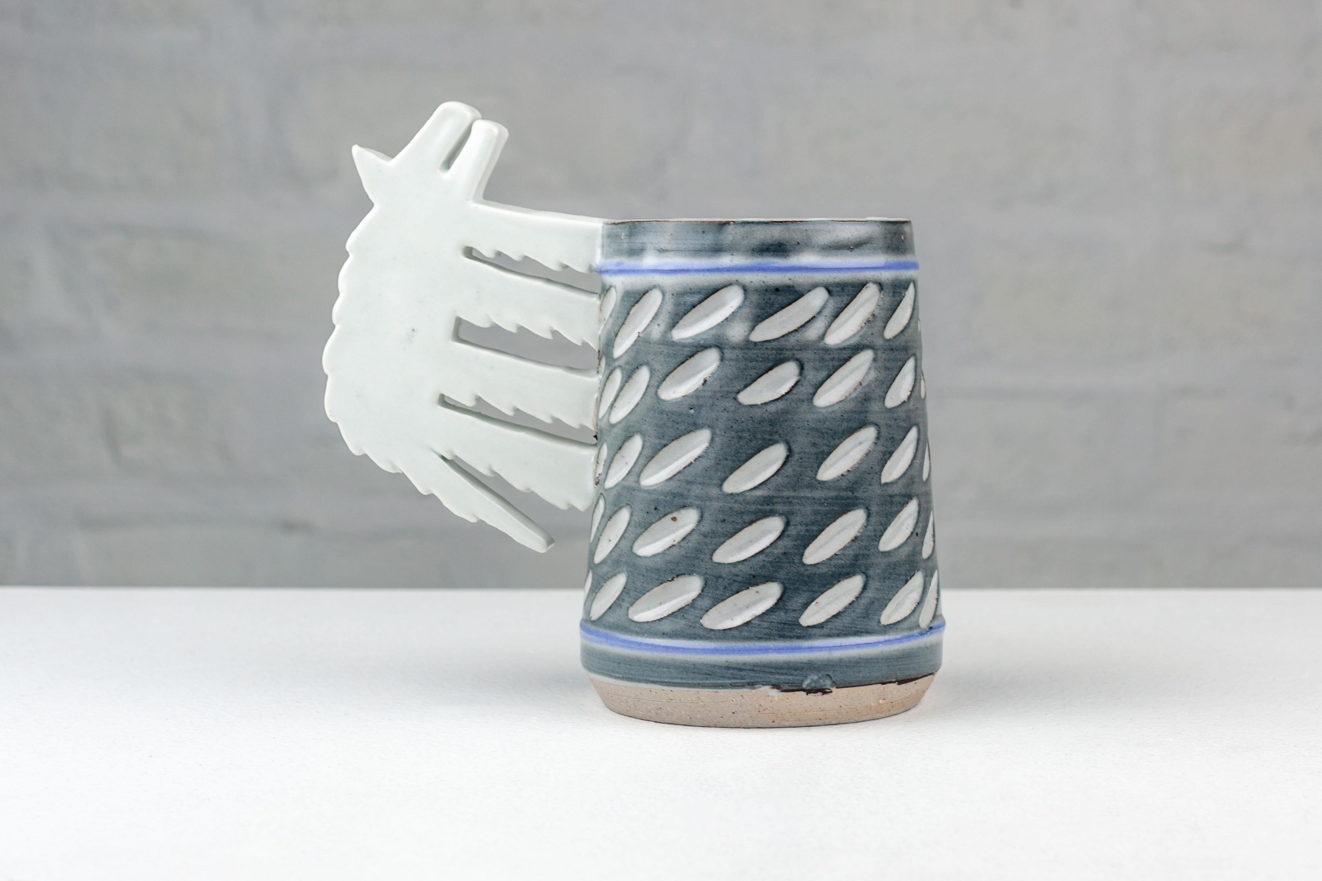 Post-modern Wolf Dog Mug, Cunningham Pottery, Handmade Iowa 1991 For ...