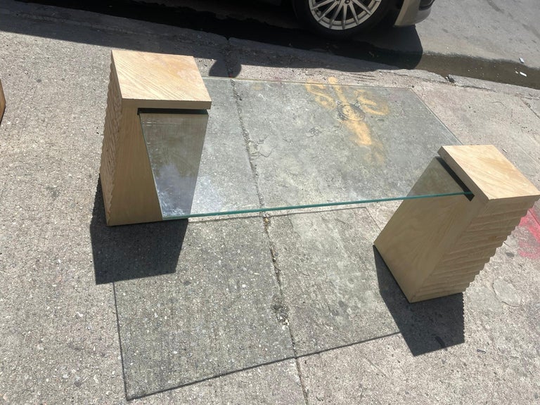 Post Modern Wood and Glass Coffee Table For Sale at 1stDibs