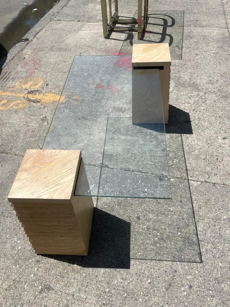Post Modern Wood and Glass Coffee Table For Sale at 1stDibs