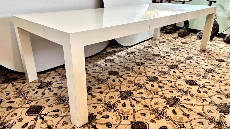 Post Modern X-Long Sleek and Expandable White Parsons Dining Table For ...