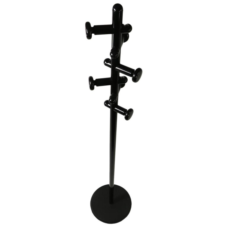 Post Modernist Italian Black Lacquered Coat Tree Stand at 1stDibs