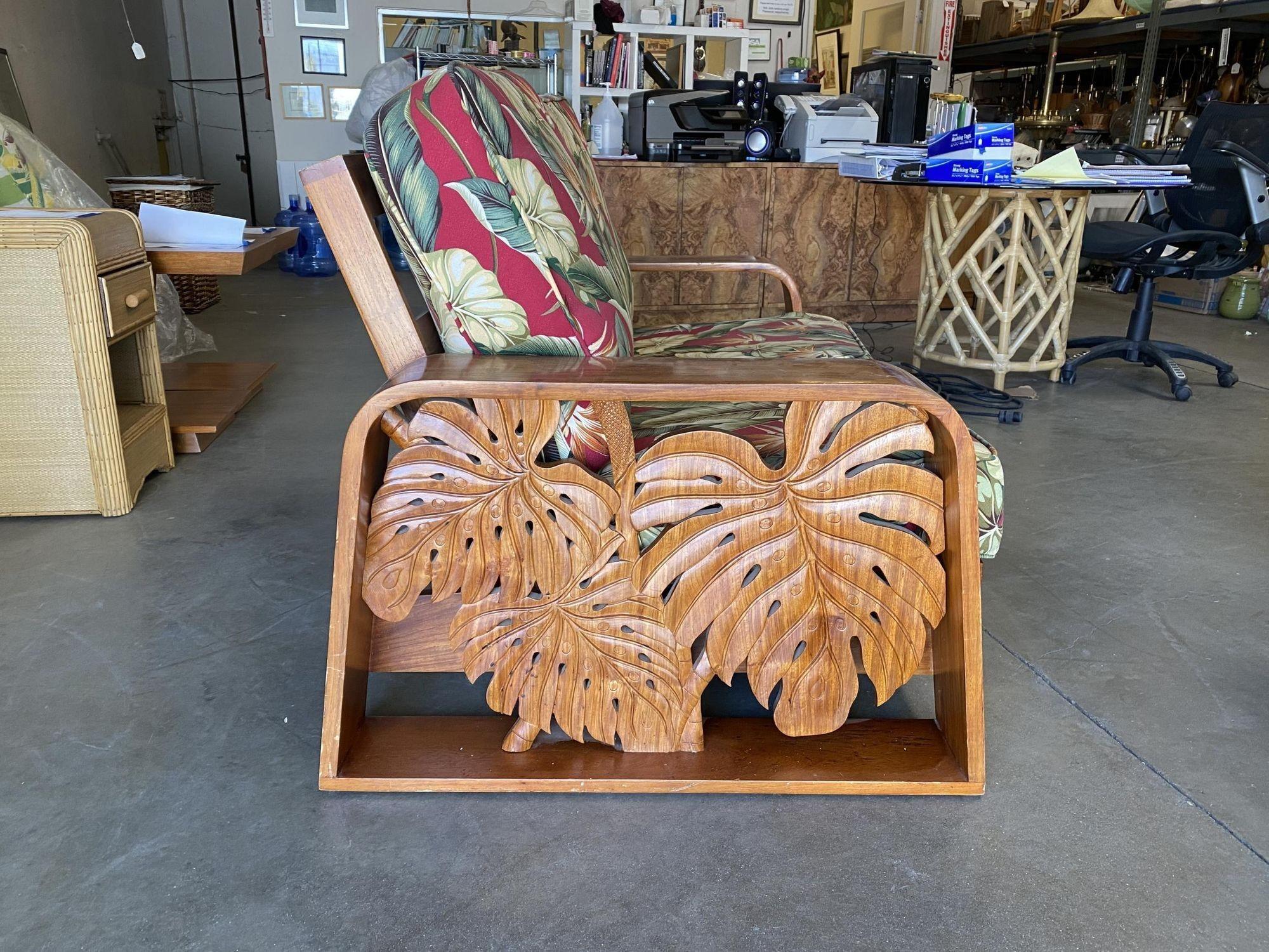 Post War Carved Mango Wood Tropical Mid Century Loveseat Sofa For Sale ...