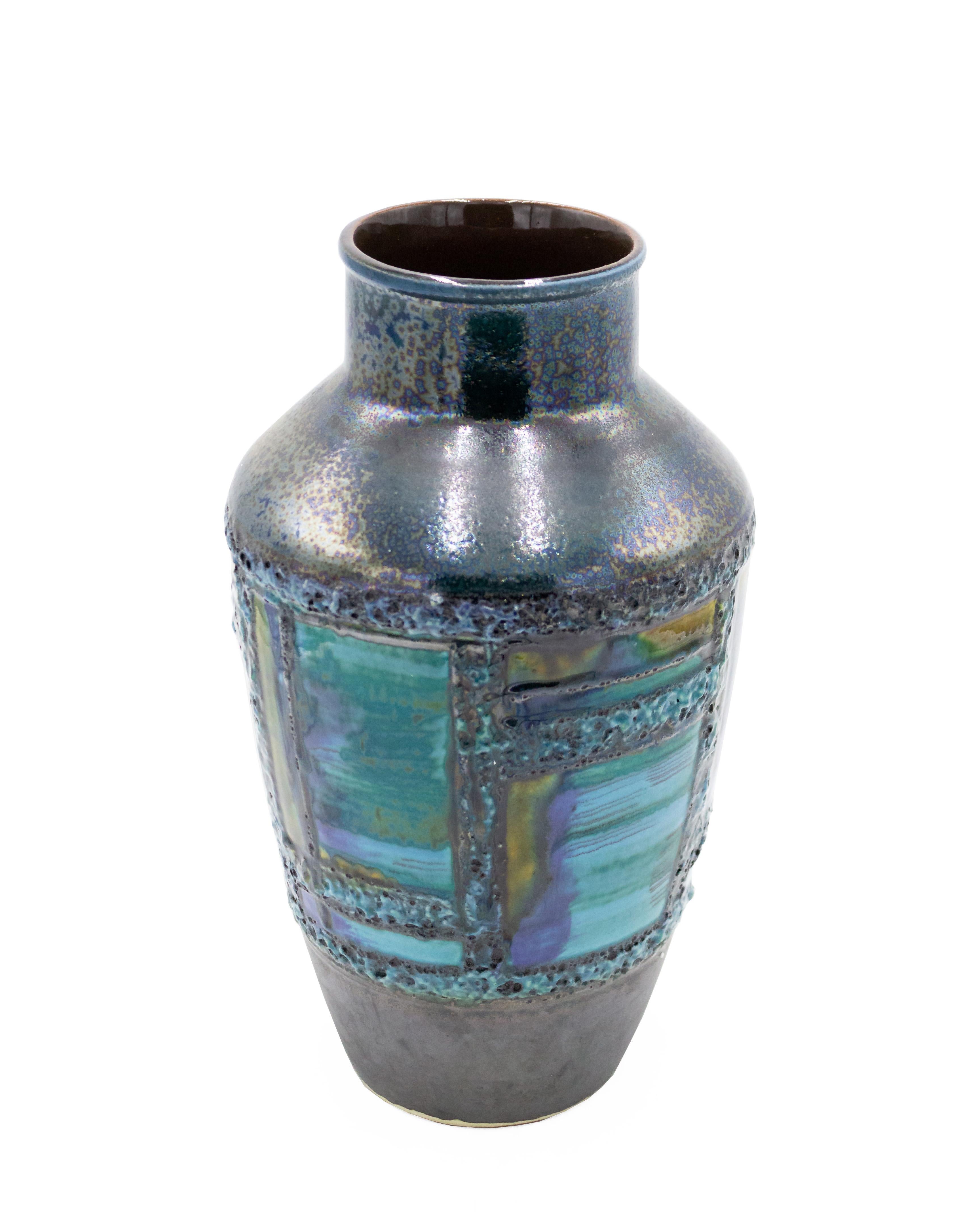 Post-War West Germany Blue and Black Drip Glaze Vase For Sale at ...