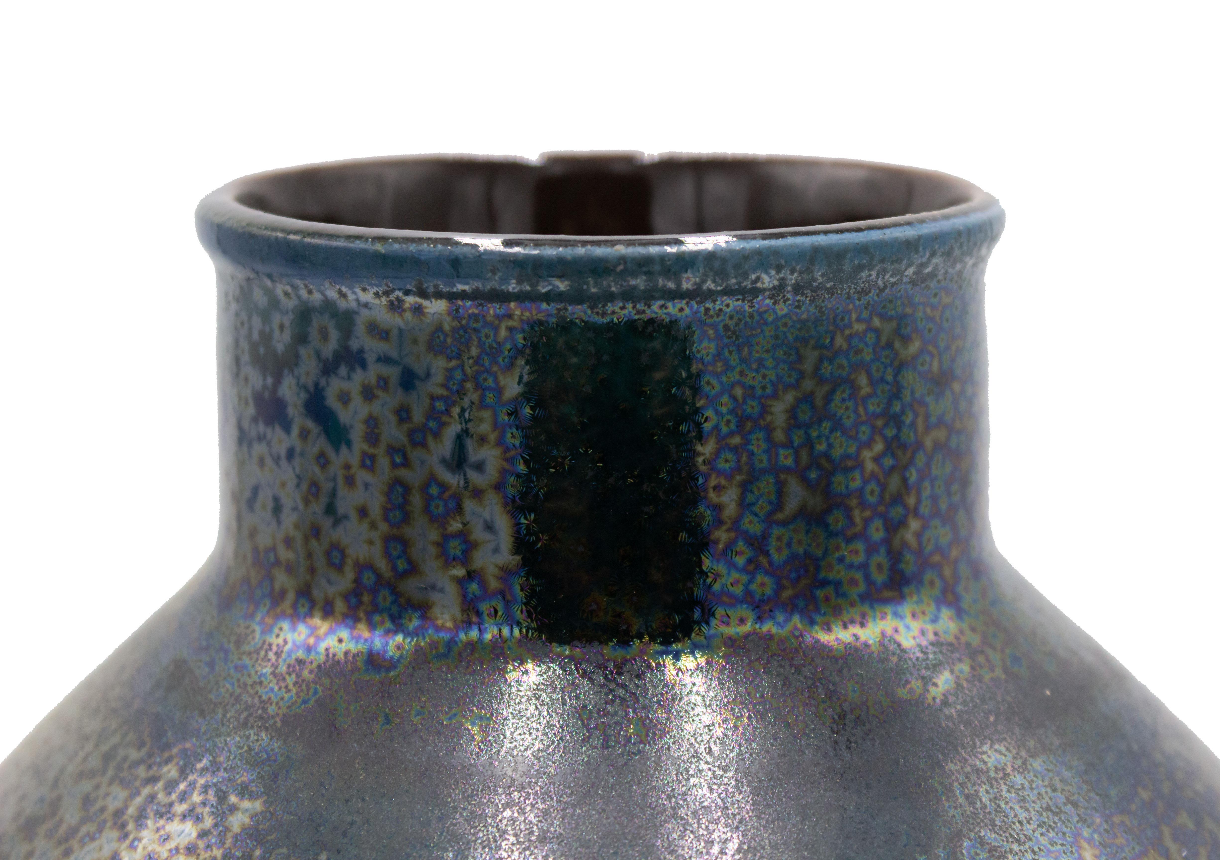 Post-War West Germany Blue and Black Drip Glaze Vase For Sale at ...