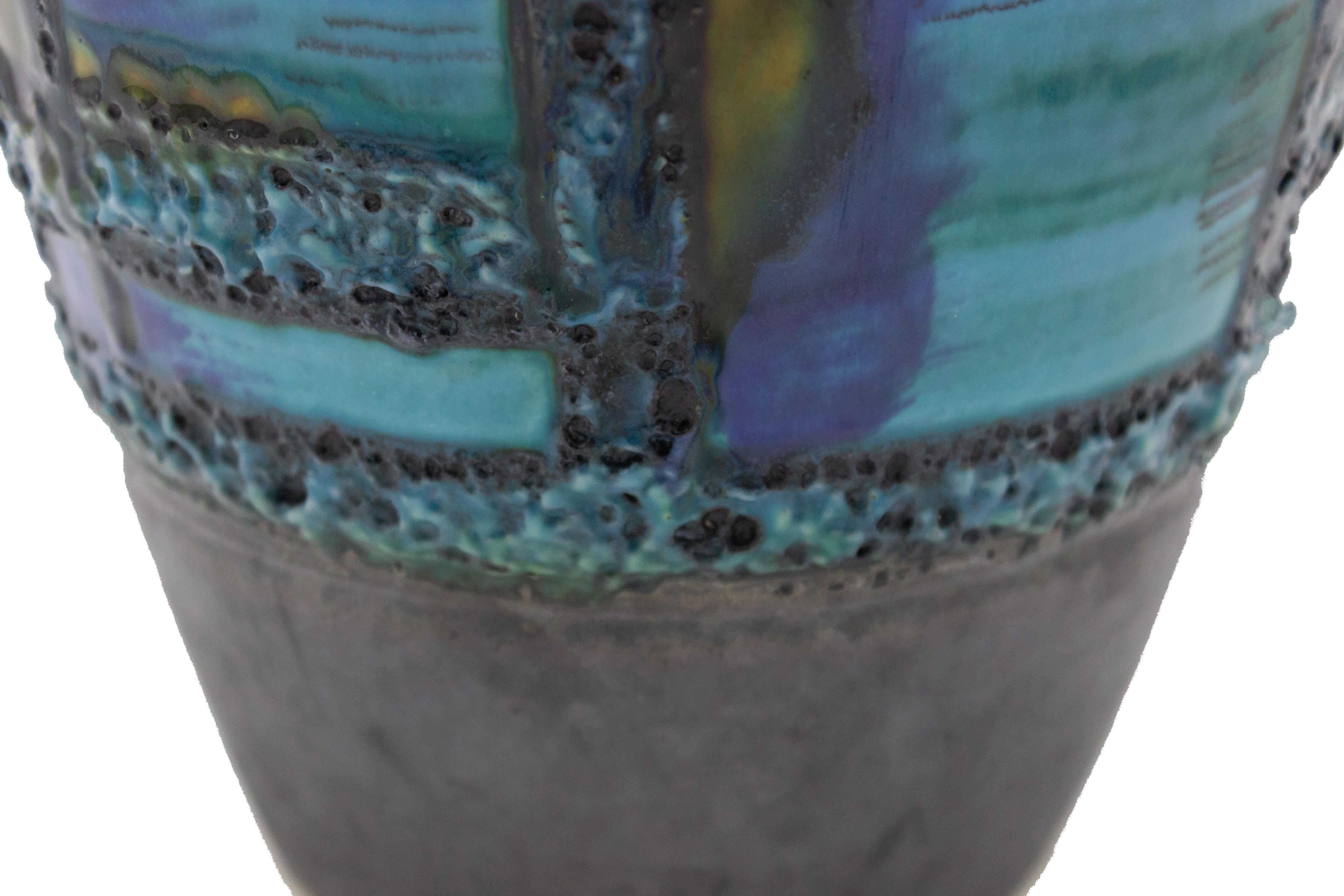 Post-War West Germany Blue and Black Drip Glaze Vase For Sale at ...