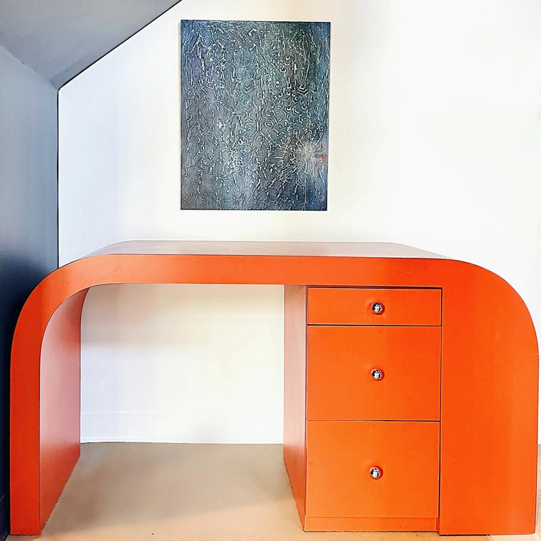 Postmodern 80's Waterfall Desk at 1stDibs