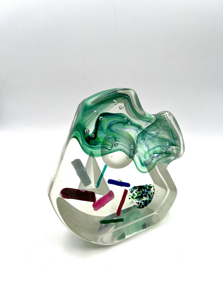 Postmodern Abstract Biomorphic Glass Sculpture For Sale at 1stDibs