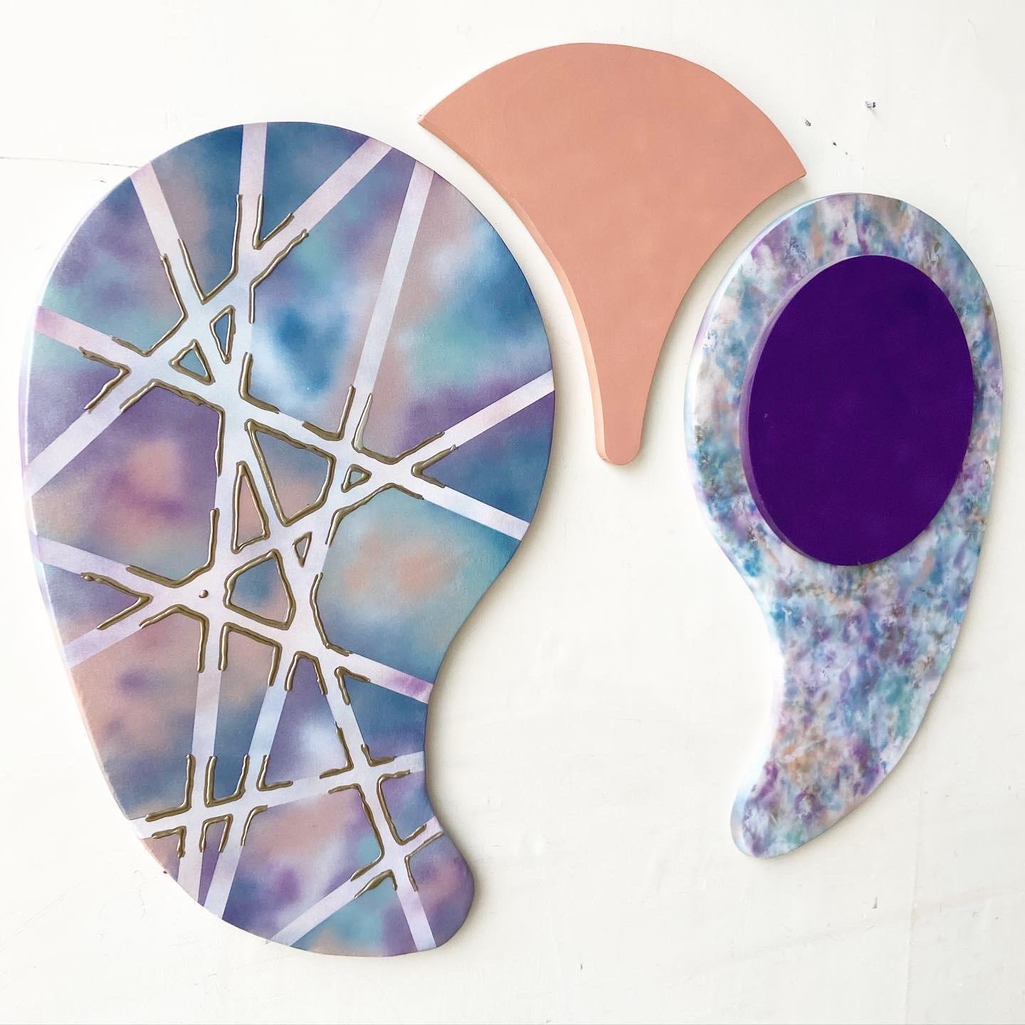 Postmodern Seashell and Canvas Abstract Paintings - a Pair For Sale at ...