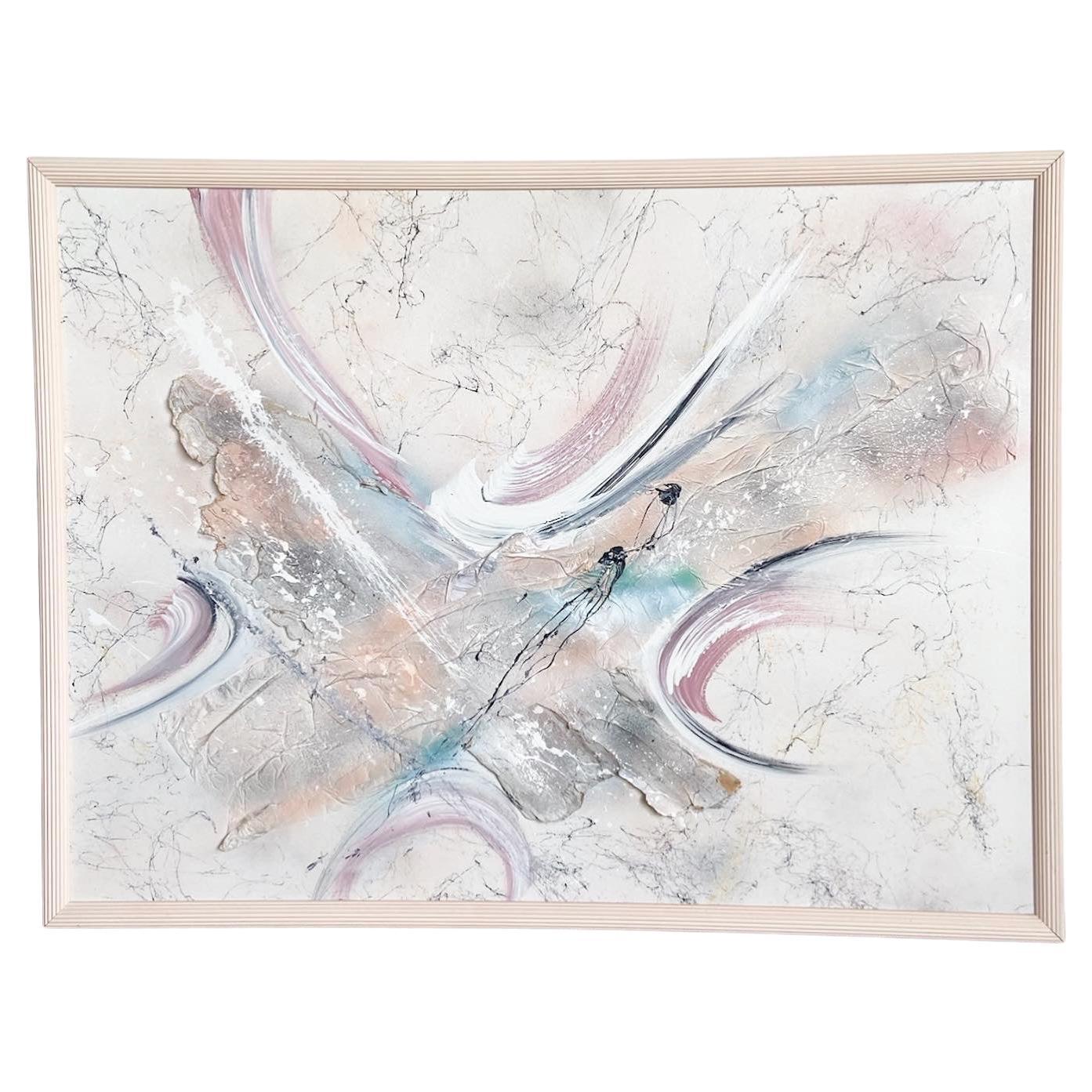 Postmodern Large Abstract Green and Pink Oil Painting on Canvas by ...