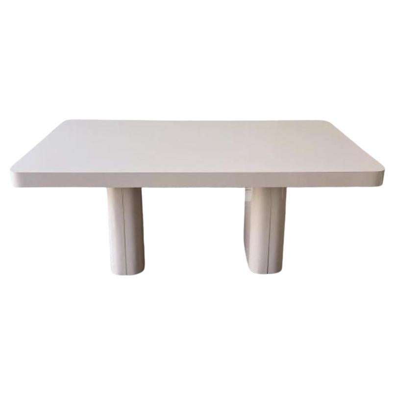 A Simulated Goatskin and Silverleaf Lacquered Dining Table at 1stDibs