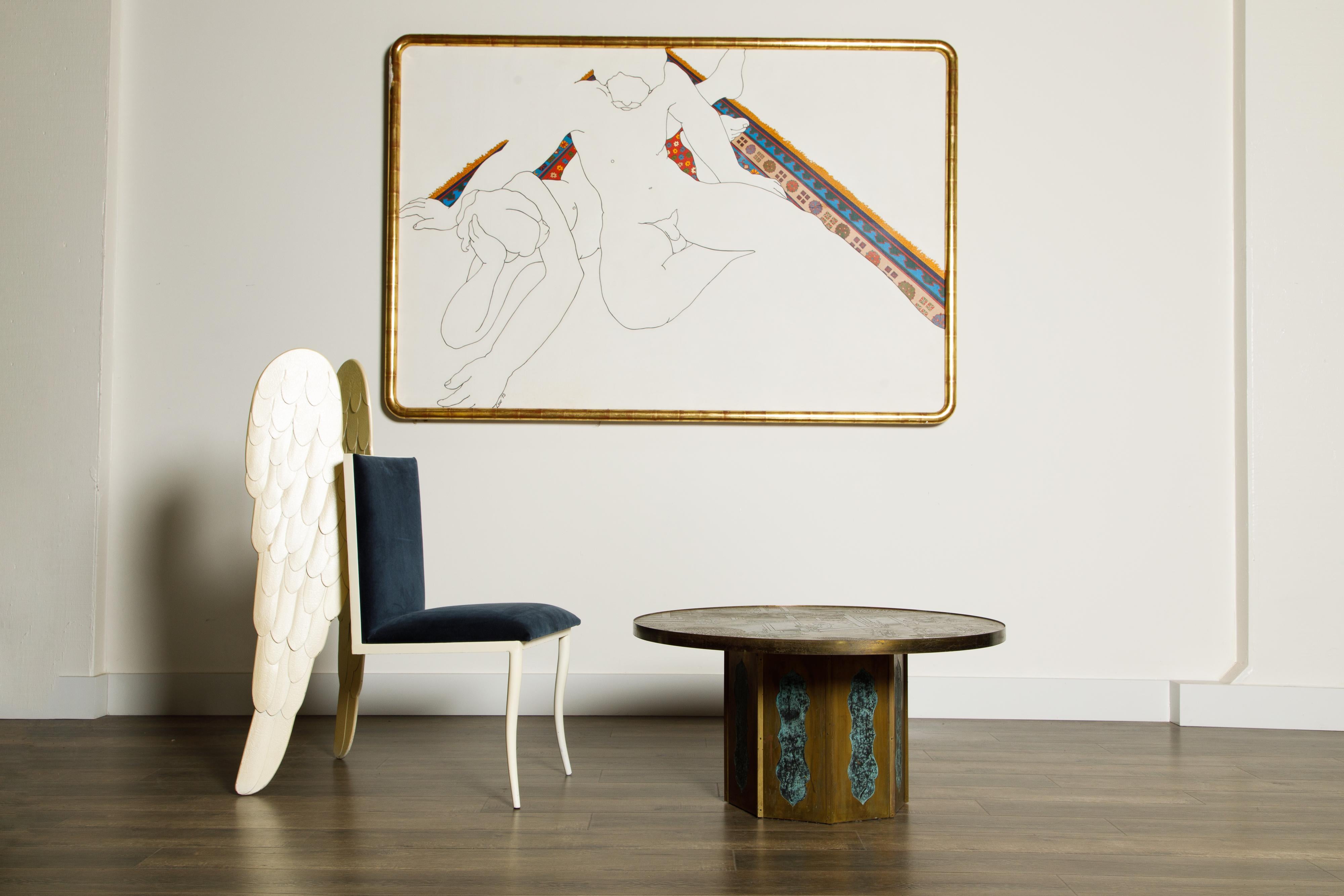 Postmodern Angel Wing Chair with Blue Velvet Upholstery, circa 1980s at ...