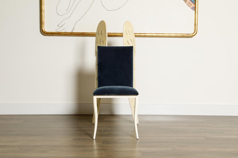 Postmodern Angel Wing Chair with Blue Velvet Upholstery, circa 1980s at ...